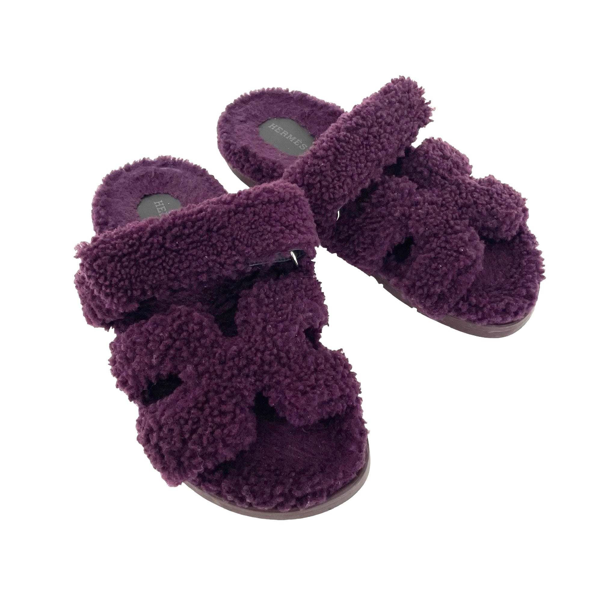 Purple Shearling Chypre Slides - 8 | DetachWithLove