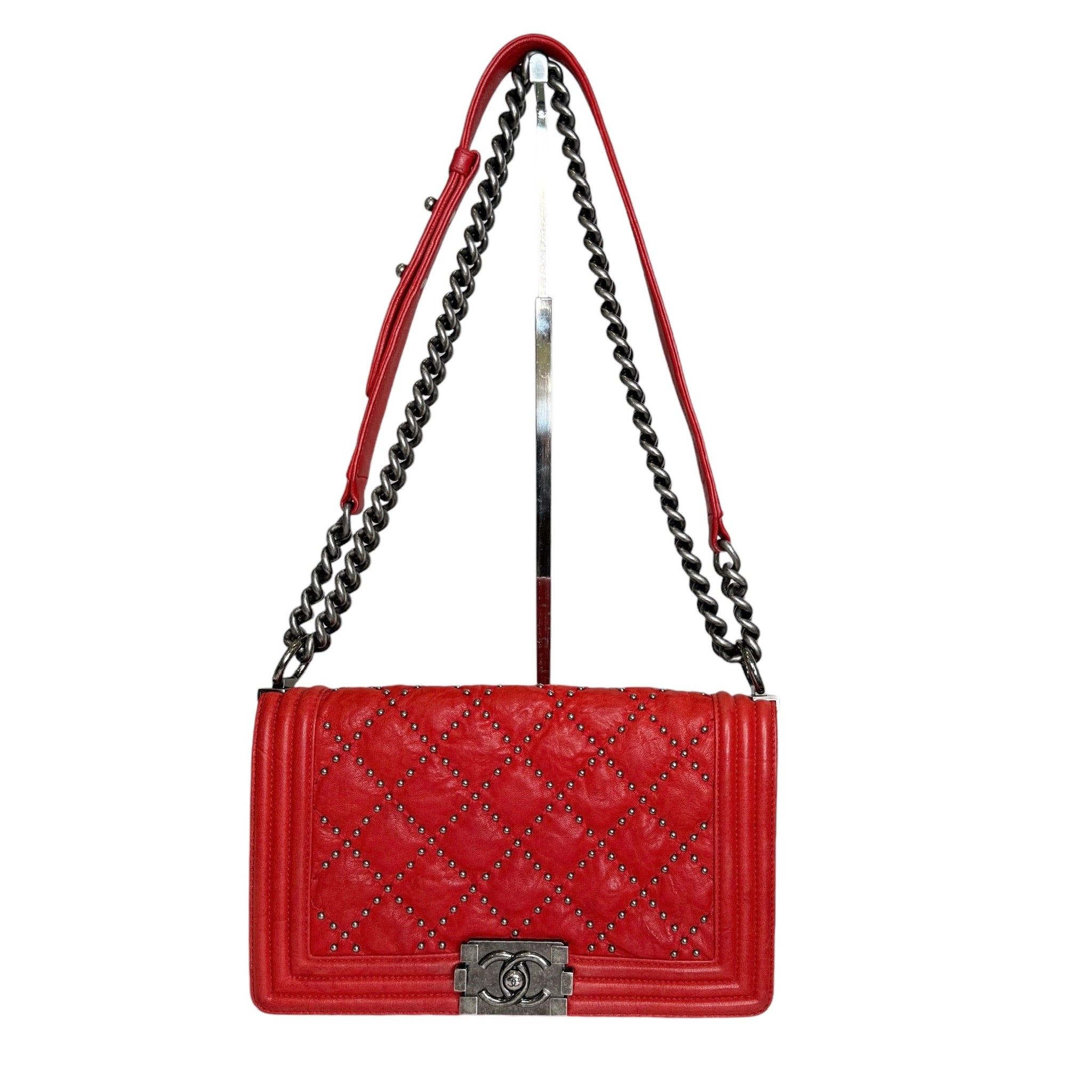 Red Leather Boy Bag | DetachWithLove